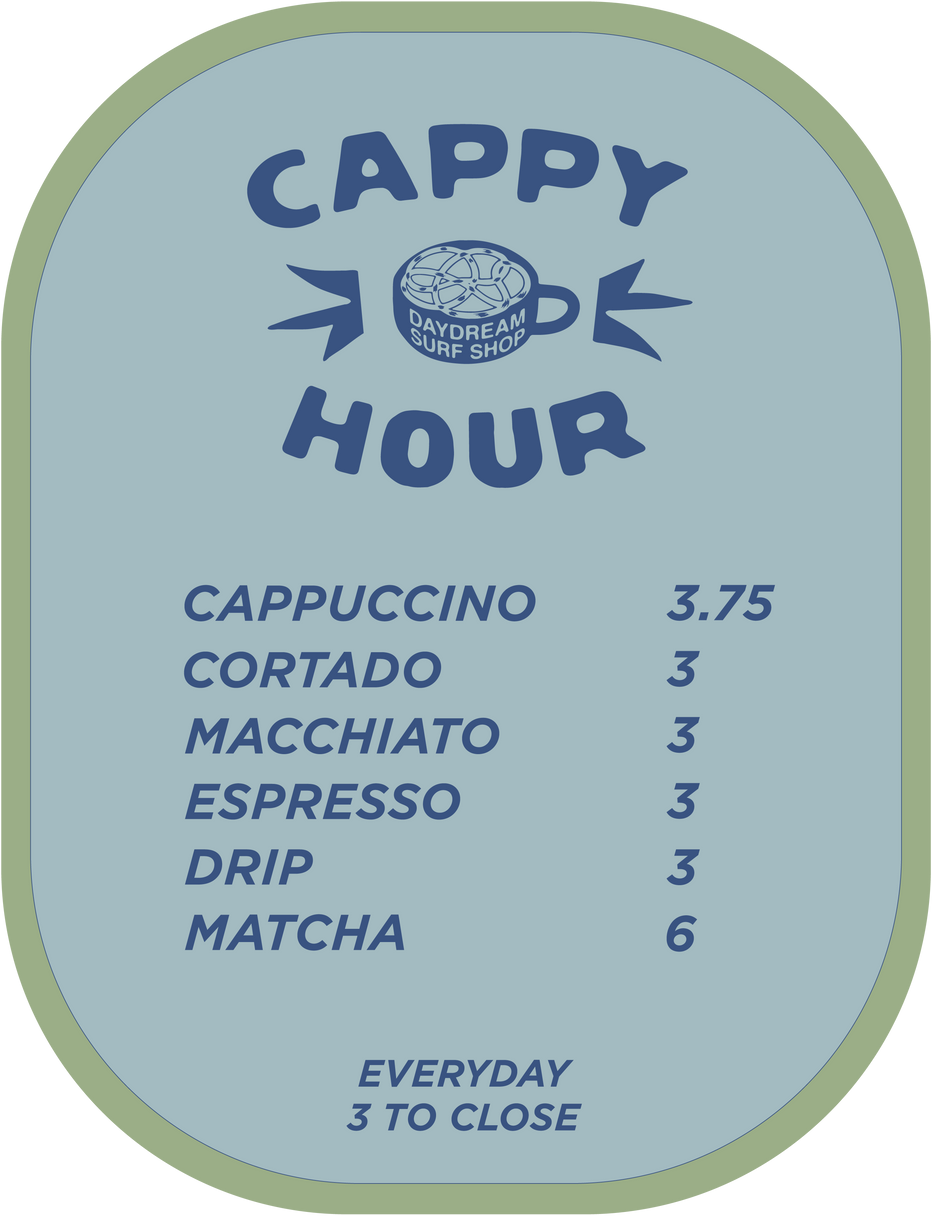 Cafe & Kitchen Menu – Daydream Surf Shop