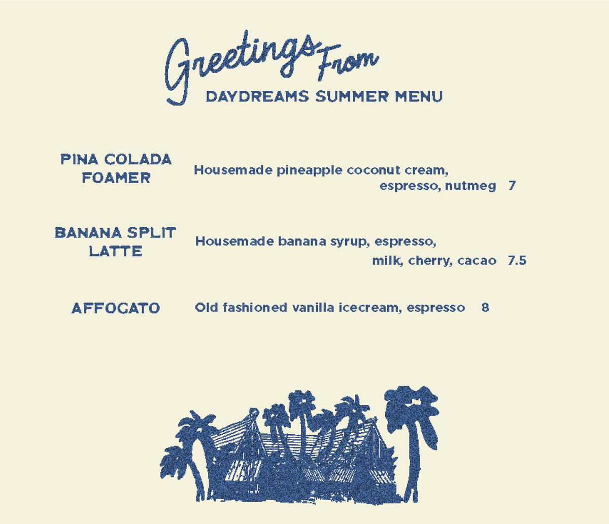 Cafe & Kitchen Menu – Daydream Surf Shop